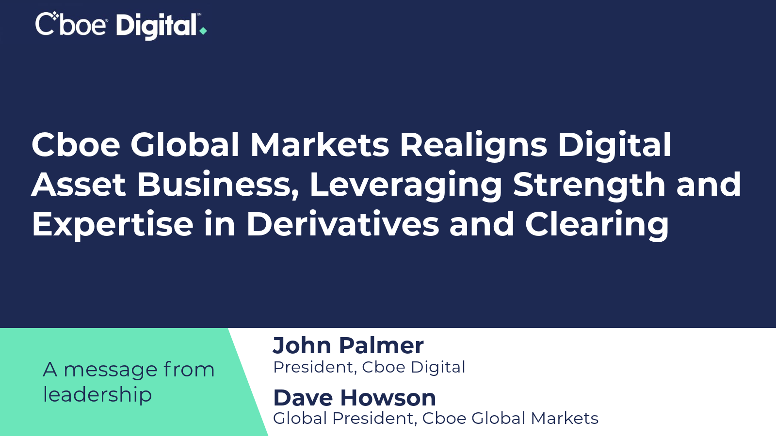 Cboe Digital Update from John Palmer and Dave Howson